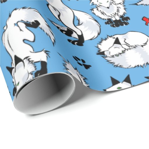 Arctic Fox on Blue Wrapping Paper | Zazzle