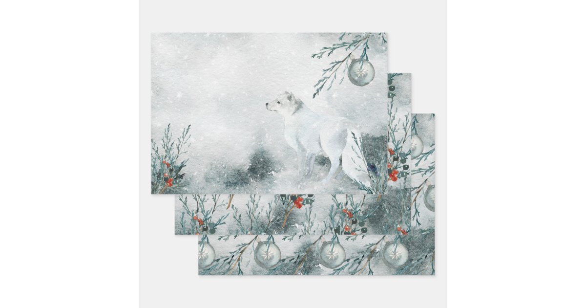 Arctic Fox Winterland Wrapping Paper Sheets | Zazzle