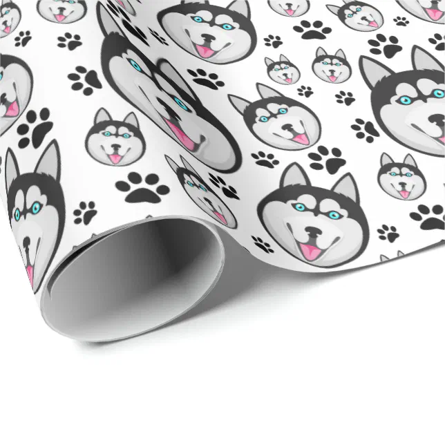 Arctic Puppy Siberian Husky Big Sled Dog Wrapping Paper | Zazzle