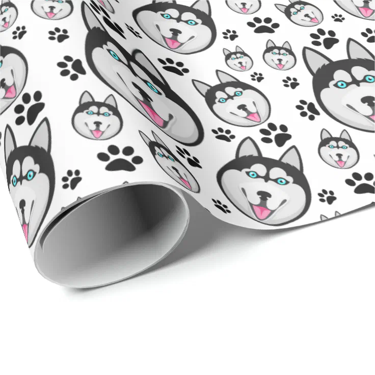 Arctic Puppy Siberian Husky Big Sled Dog Wrapping Paper | Zazzle