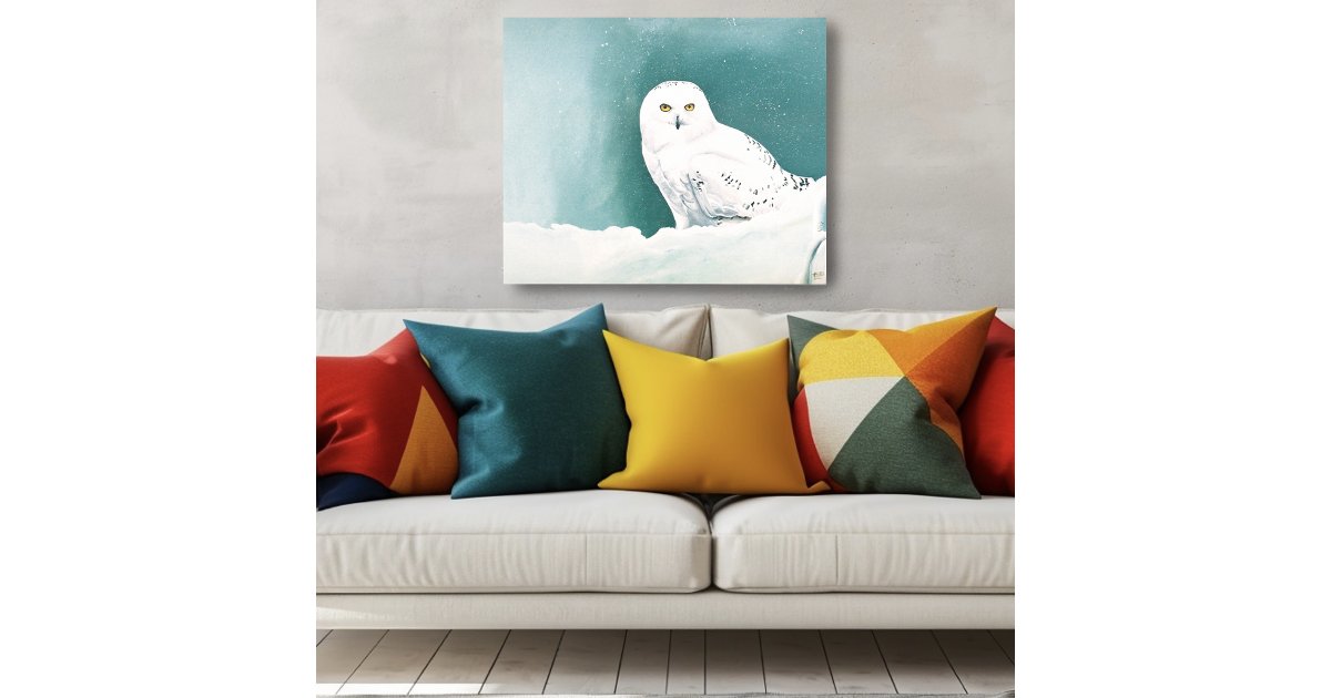 Arctic Teal Snowy Owl Poster | Zazzle
