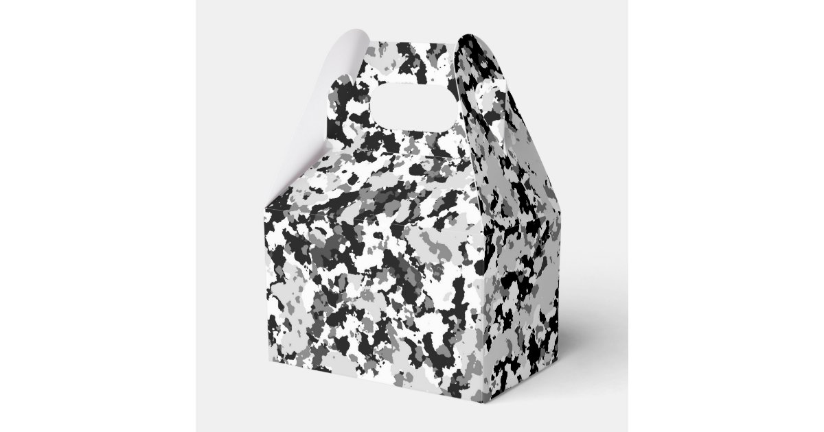 Arctic White Grey Black Camo Camouflage Party Favor Boxes | Zazzle