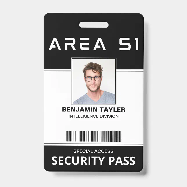 Area 51 Customized Employee Photo ID Security Pass Badge | Zazzle