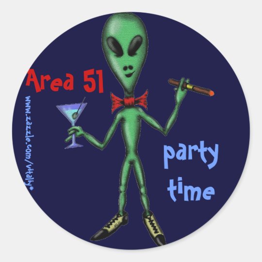 Area 51 funny party alien cartoon art sticker | Zazzle.com