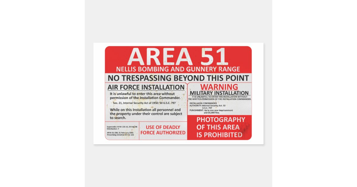 Area 51 Sign Rectangular Sticker | Zazzle
