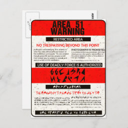 Area 51 Warning Postcard | Zazzle