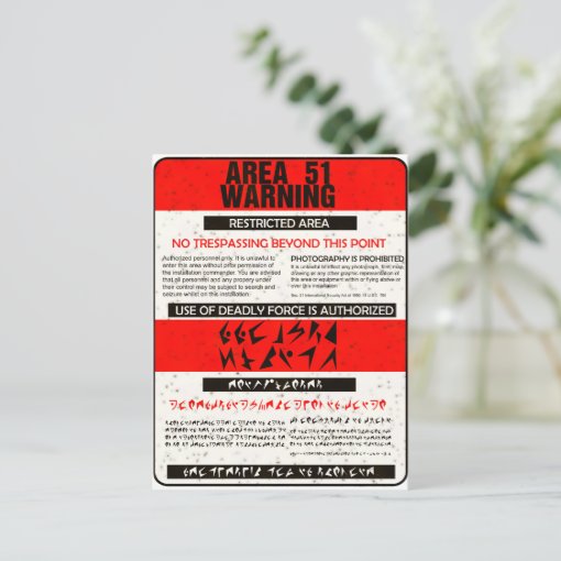 Area 51 Warning Postcard | Zazzle