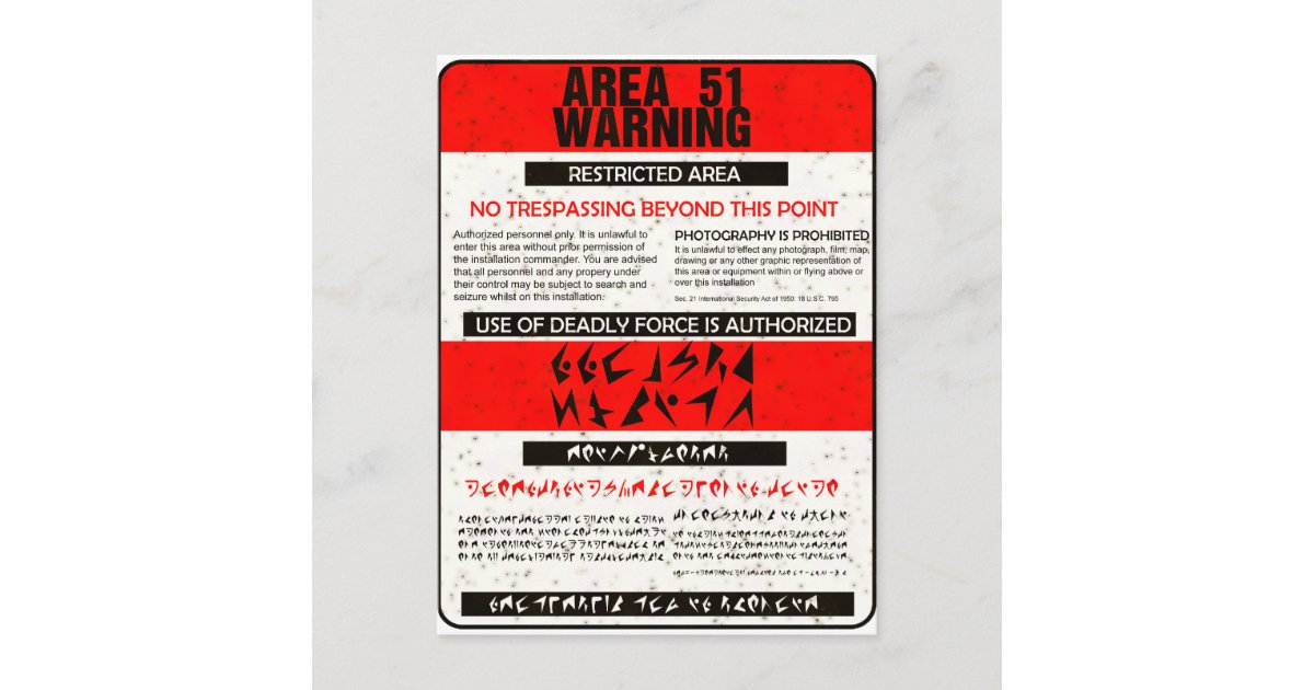 Area 51 Warning Postcard | Zazzle