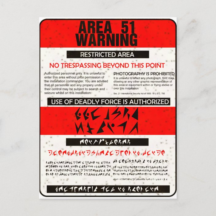 Area 51 Warning Postcard | Zazzle.com