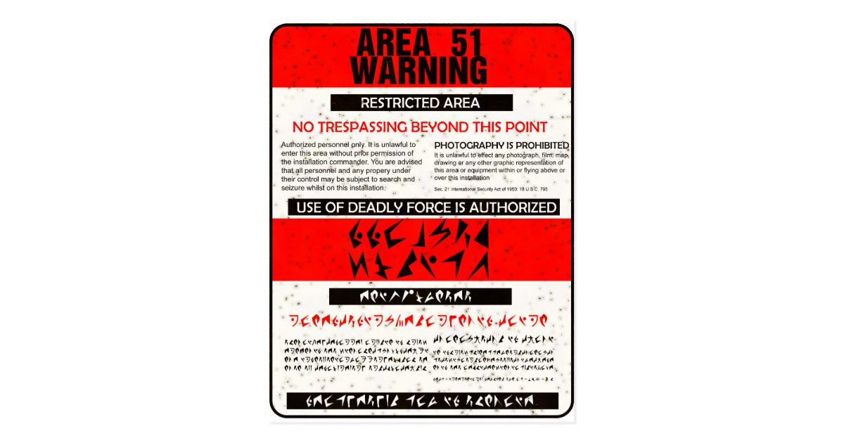Area 51 Warning Postcard | Zazzle.com