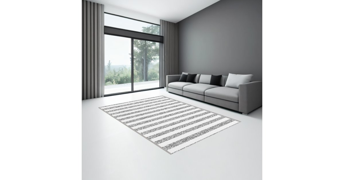 Area Rug, Gorgeous Gray & White Stripe Rug | Zazzle