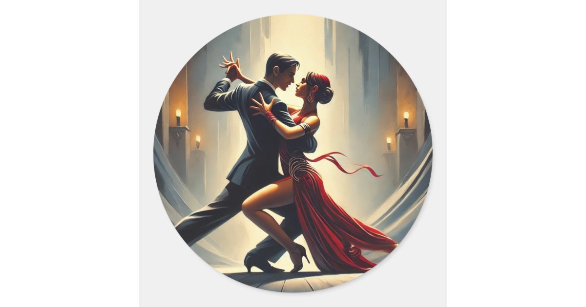 Argentina Tango Dancing Couple Classic Round Sticker | Zazzle
