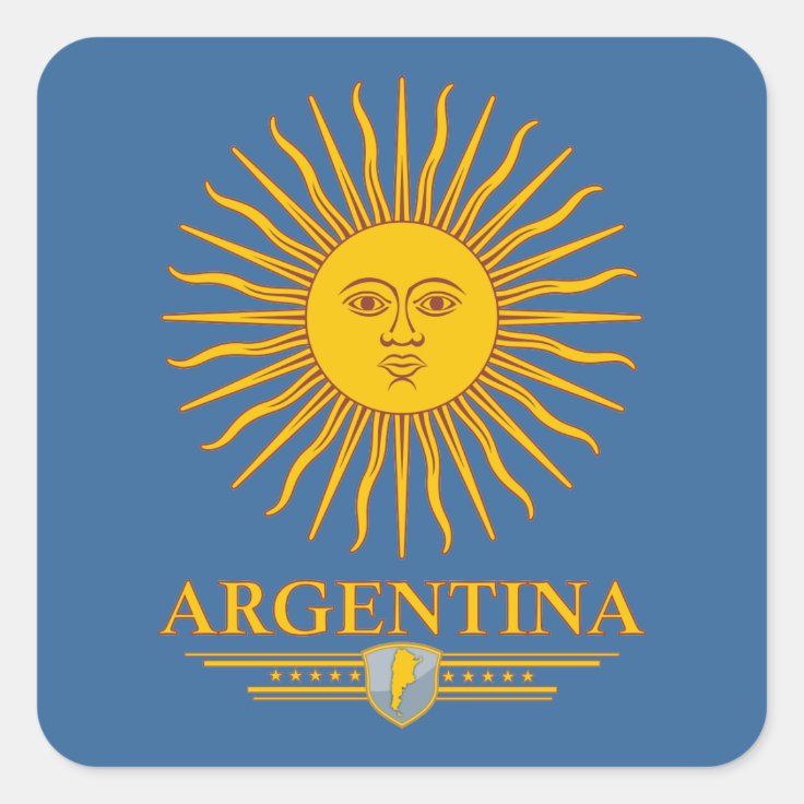 "Argentine Sun" Square Sticker | Zazzle