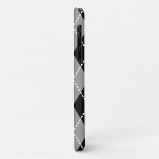 Argyle pattern black, grey blue monogram Case-Mate iPhone case | Zazzle