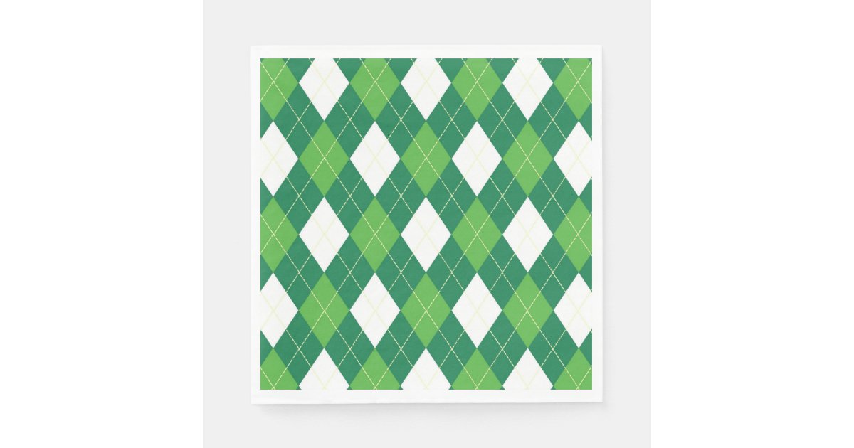 Argyle Pattern, Green and White Paper Napkins | Zazzle