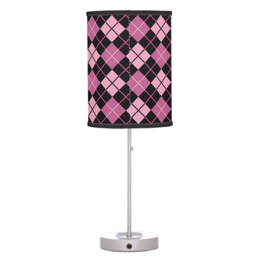 Argyle Pattern in Black and Pink Table Lamp | Zazzle