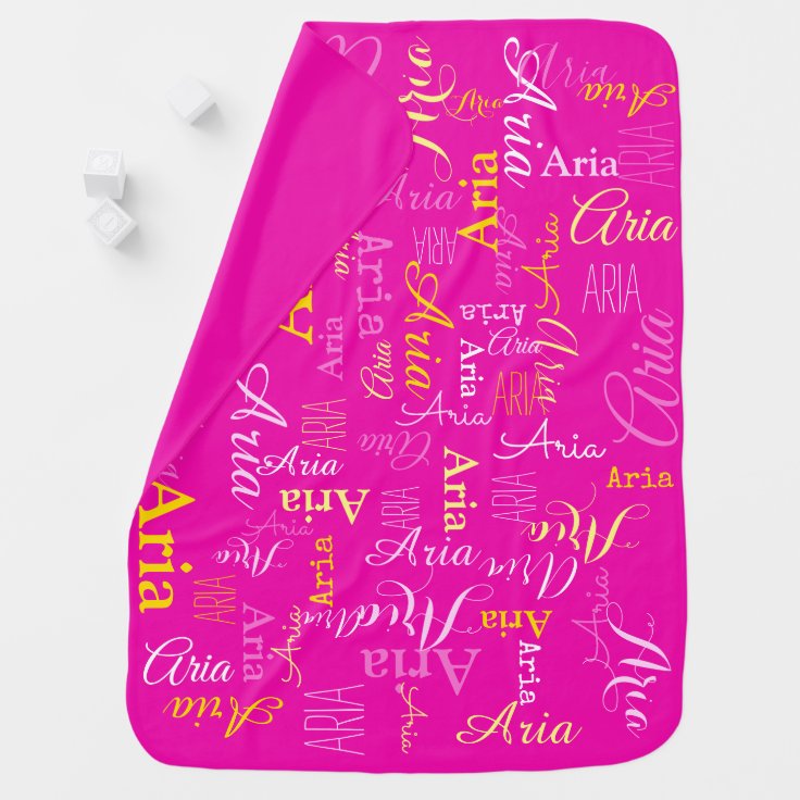 Aria personalized short name hot pink baby blanket | Zazzle