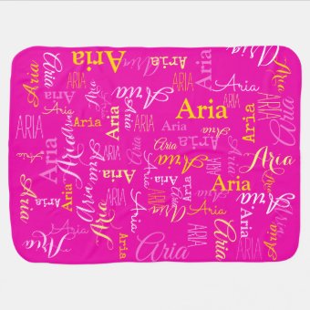 Aria personalized short name hot pink baby blanket | Zazzle