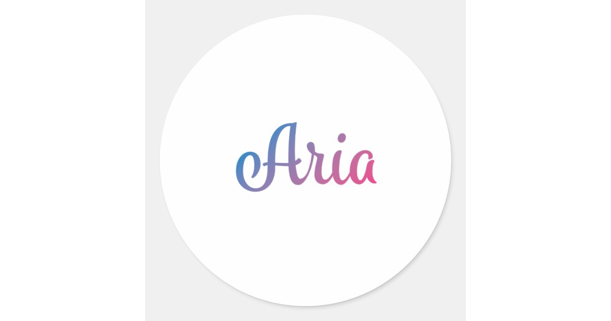 Aria Stylish Cursive Classic Round Sticker | Zazzle