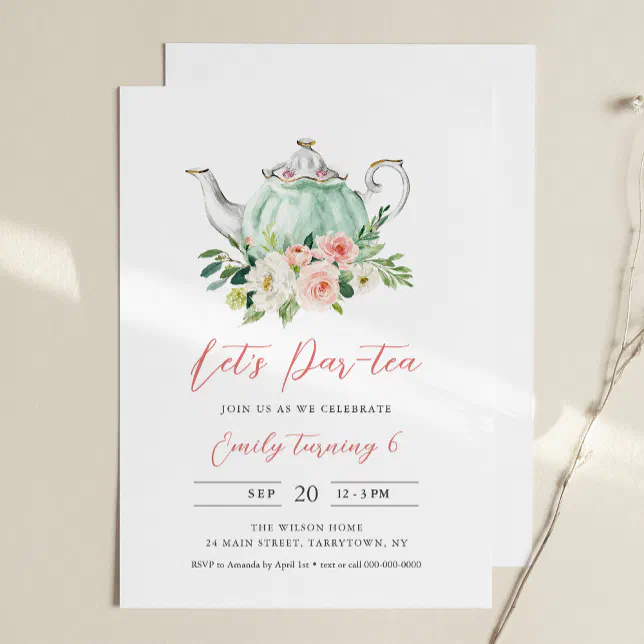 ARIA Tea Party Birthday Invitation | Zazzle