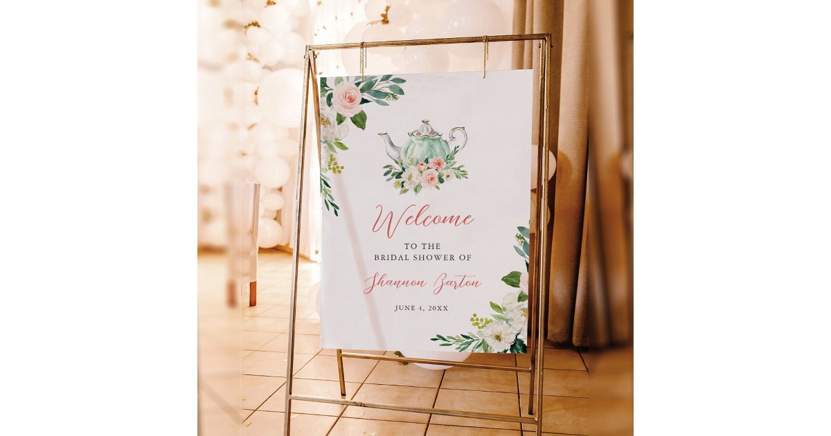 ARIA Tea Party Bridal Shower Welcome Foam Board | Zazzle