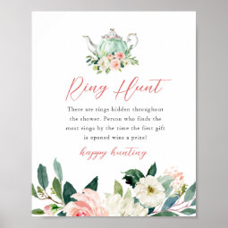 ARIA Tea Party Ring Hunt Bridal Shower Game Poster | Zazzle