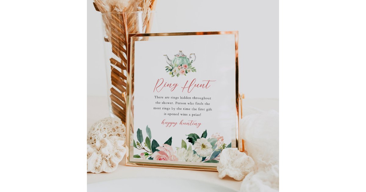 ARIA Tea Party Ring Hunt Bridal Shower Game Poster | Zazzle