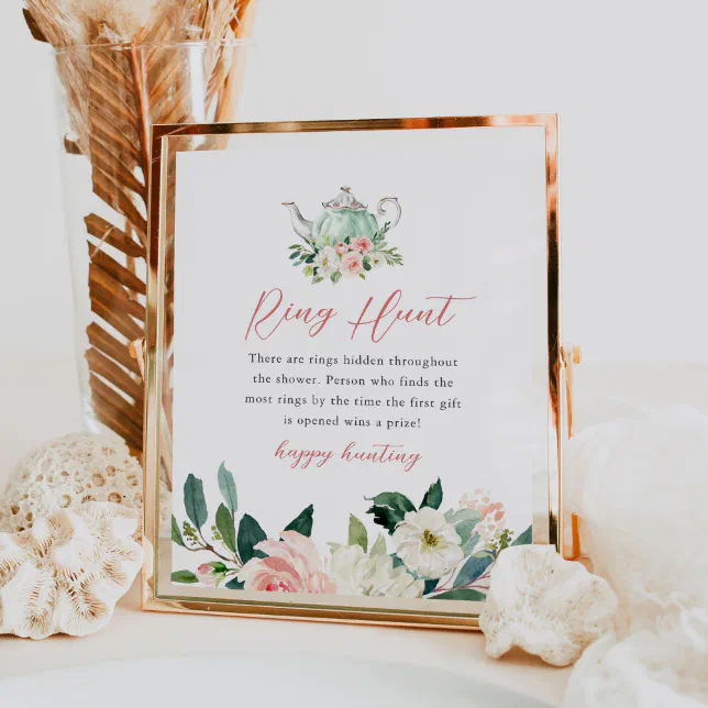 ARIA Tea Party Ring Hunt Bridal Shower Game Poster | Zazzle