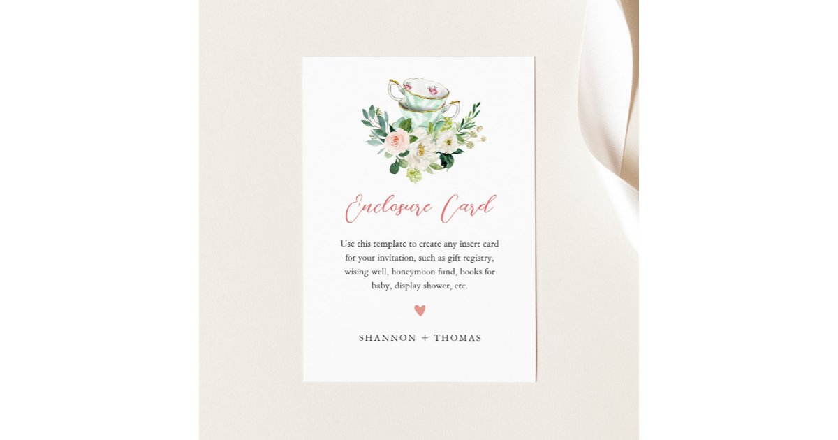 ARIA Tea Party Shower Invitation Enclosure Card | Zazzle