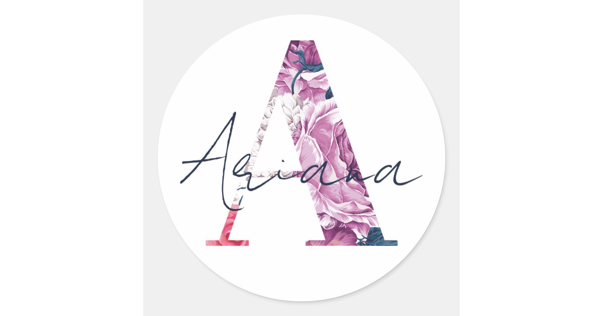 Ariana Name Custom Sticker Girls Label Floral A | Zazzle