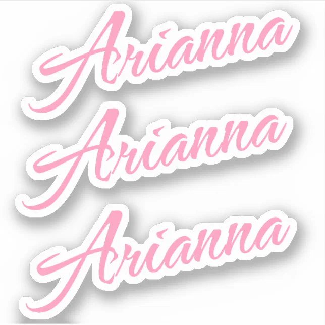 Arianna Decorative Name in Pink x3 Sticker | Zazzle