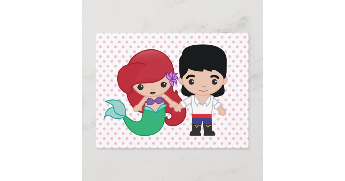 Ariel and Prince Eric Emoji Postcard | Zazzle
