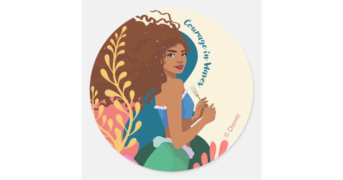 Ariel Courage in Waves Classic Round Sticker | Zazzle