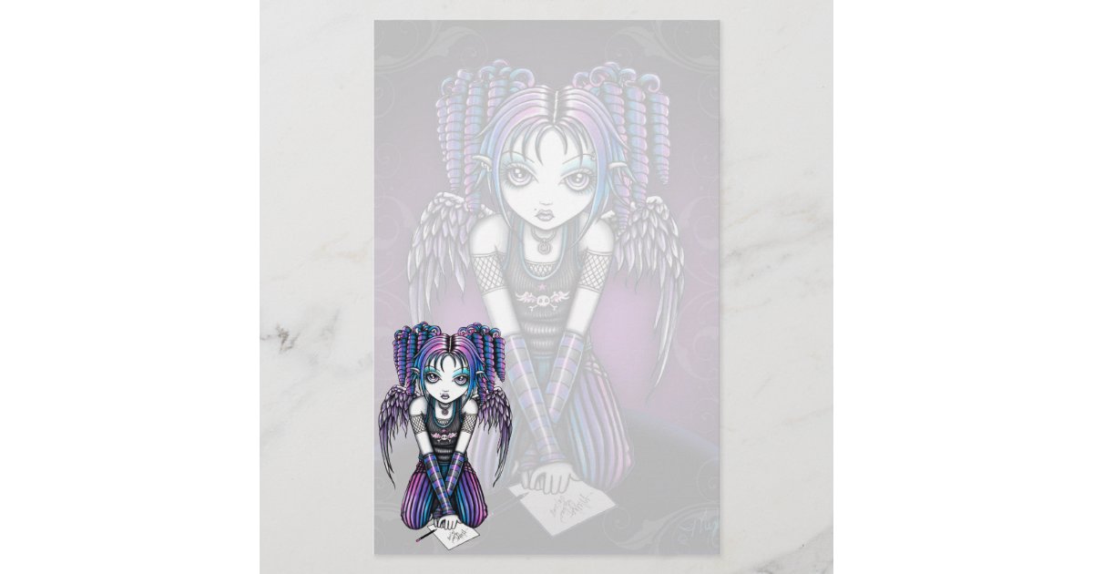 "Ariel" Cute Emo Angel Art Stationery | Zazzle