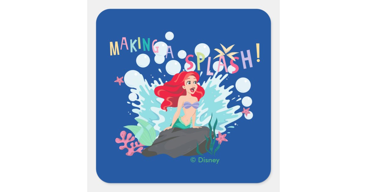 Ariel | Making A Splash! Square Sticker | Zazzle