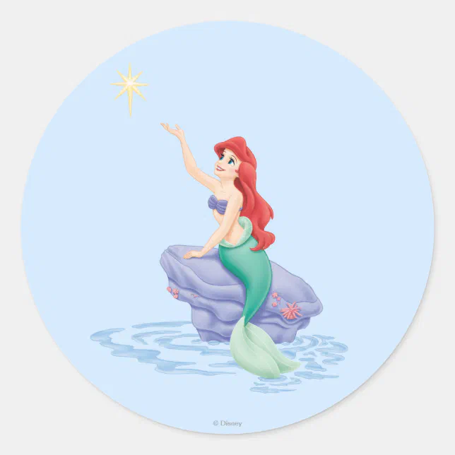 Ariel Sitting on Rock Classic Round Sticker | Zazzle