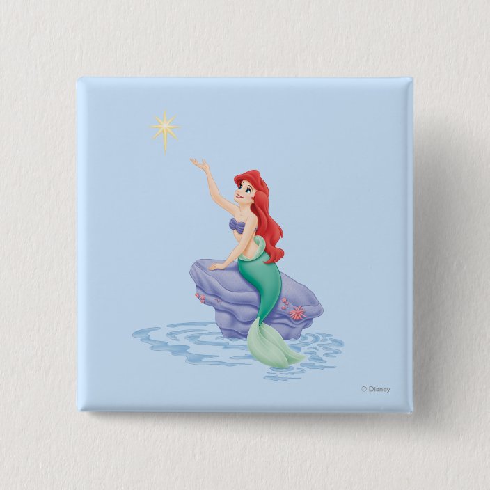 Ariel Sitting on Rock Pinback Button | Zazzle.com