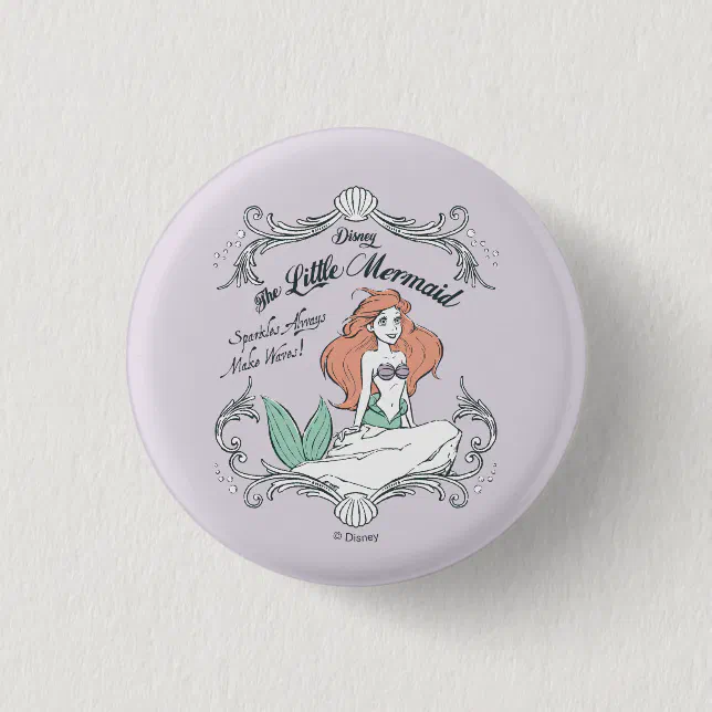 Ariel | Sparkles Always Make Waves Button | Zazzle