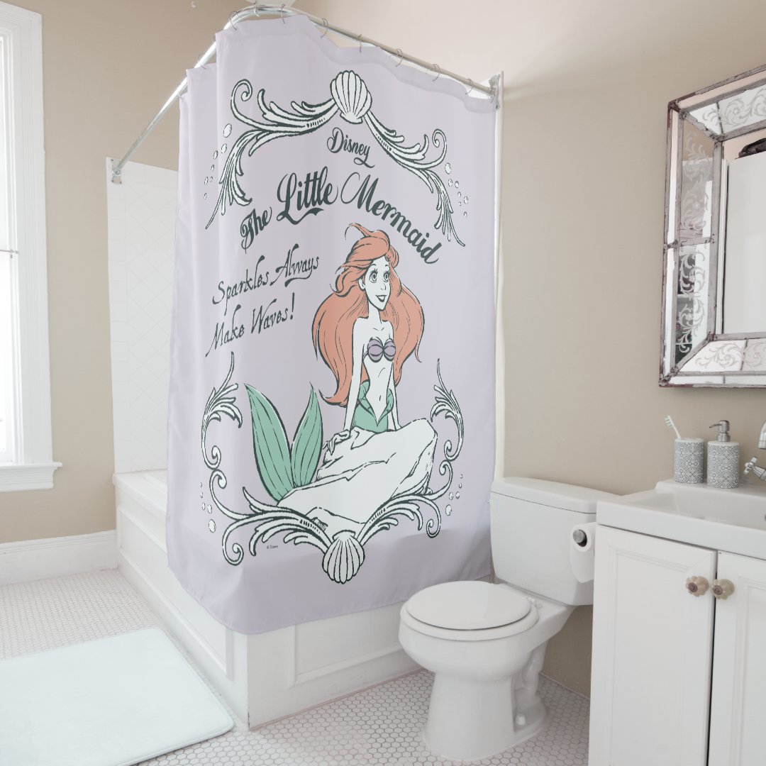 Ariel | Sparkles Always Make Waves Shower Curtain | Zazzle