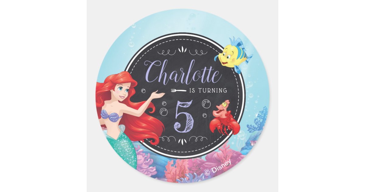 Ariel | The Little Mermaid - Chalkboard Classic Round Sticker | Zazzle