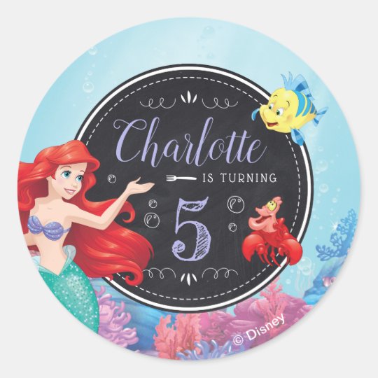 Ariel | The Little Mermaid - Chalkboard Classic Round Sticker | Zazzle.com