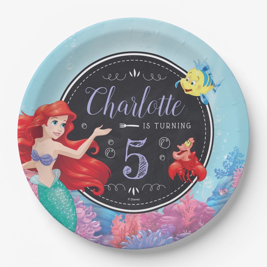 Ariel | The Little Mermaid - Chalkboard Paper Plates | Zazzle
