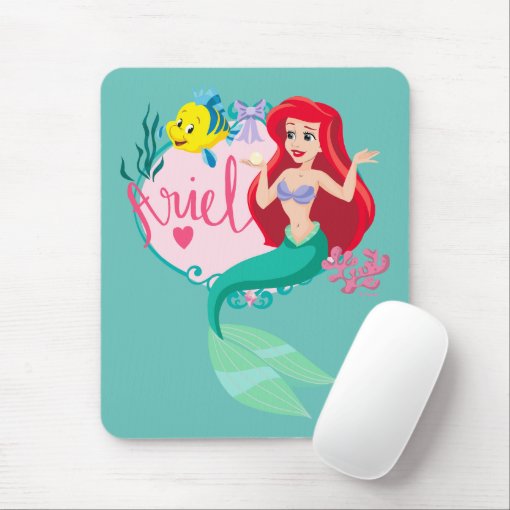Ariel With Flounder Name Graphic Mouse Pad | Zazzle