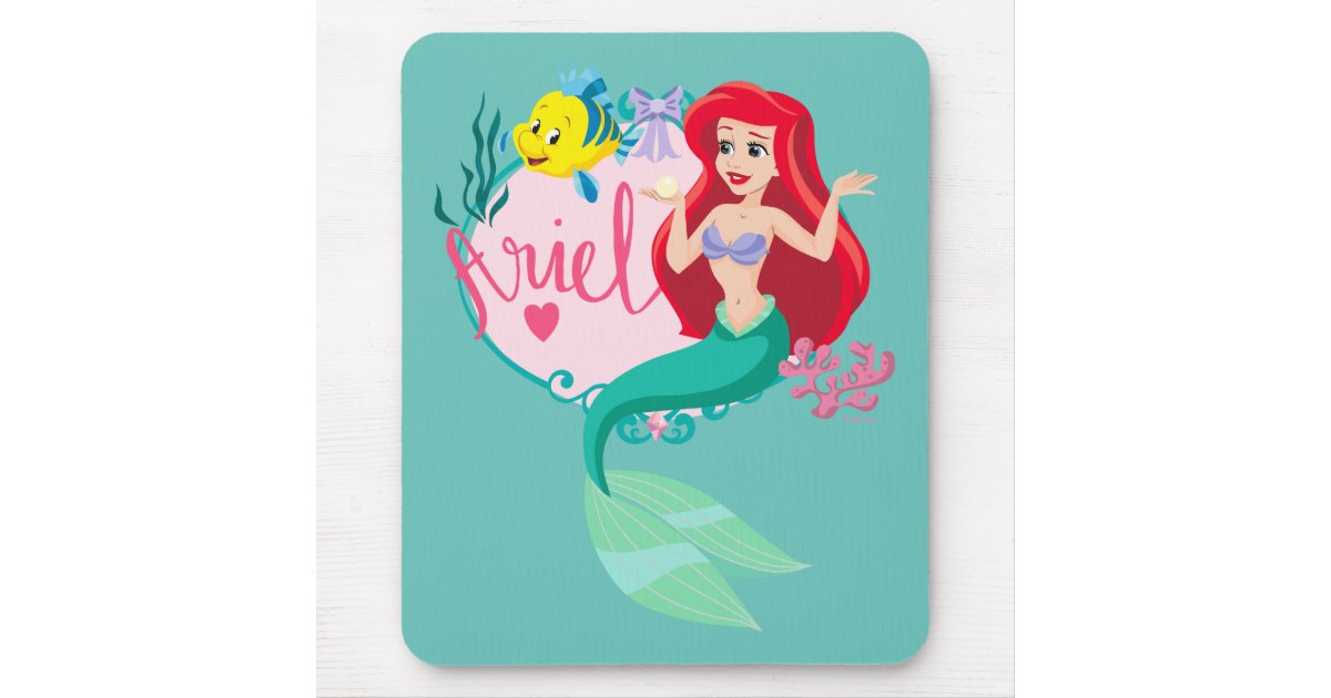 Ariel With Flounder Name Graphic Mouse Pad | Zazzle
