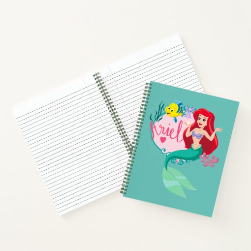 Ariel With Flounder Name Graphic Notebook | Zazzle