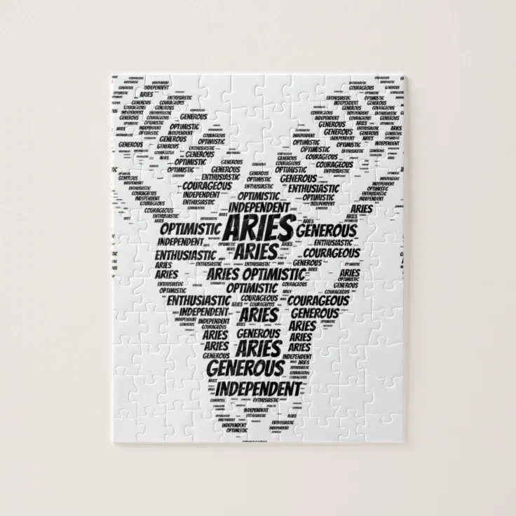 Aries Astrology Zodiac Sign Word Cloud Jigsaw Puzzle | Zazzle