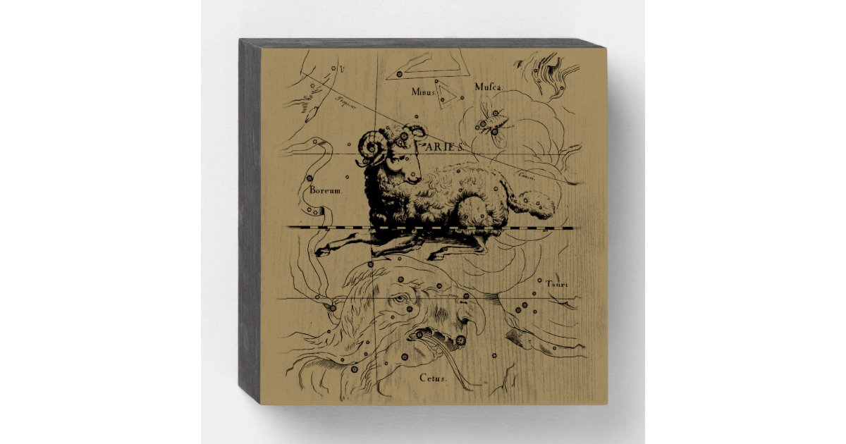 Aries Constellation Map Engraving by Hevelius Wooden Box Sign | Zazzle