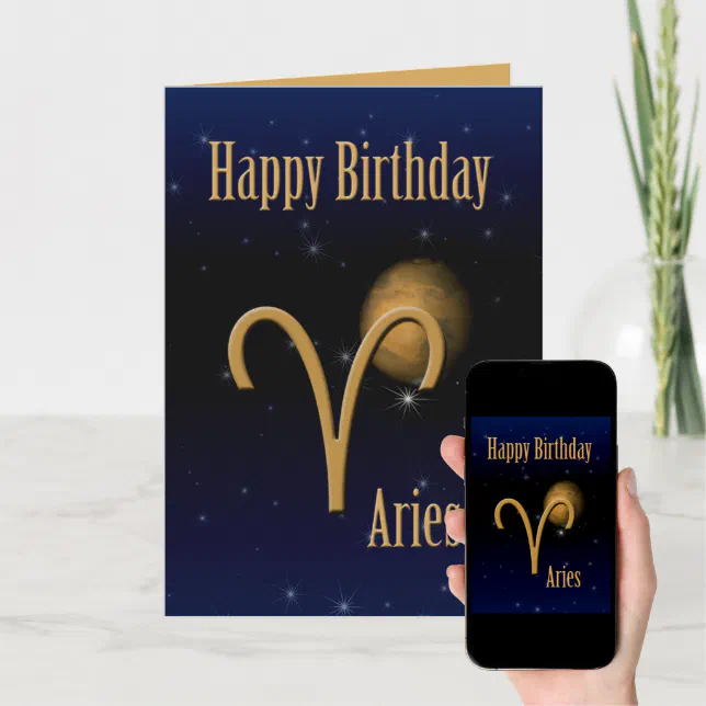 Aries Mars Happy Birthday Greeting Card | Zazzle