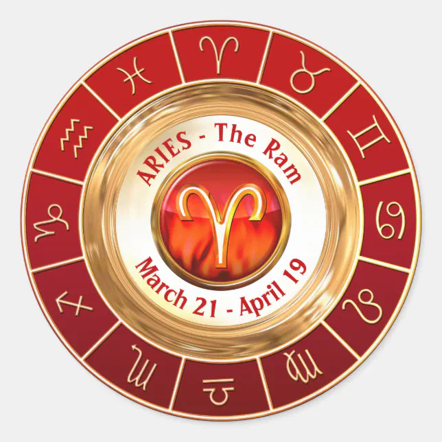 ARIES - The Ram Astrological Sign Classic Round Sticker | Zazzle