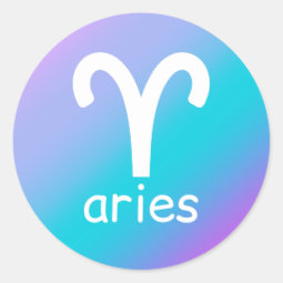 Aries Zodiac Blue Purple Horoscope Star Sign Classic Round Sticker | Zazzle